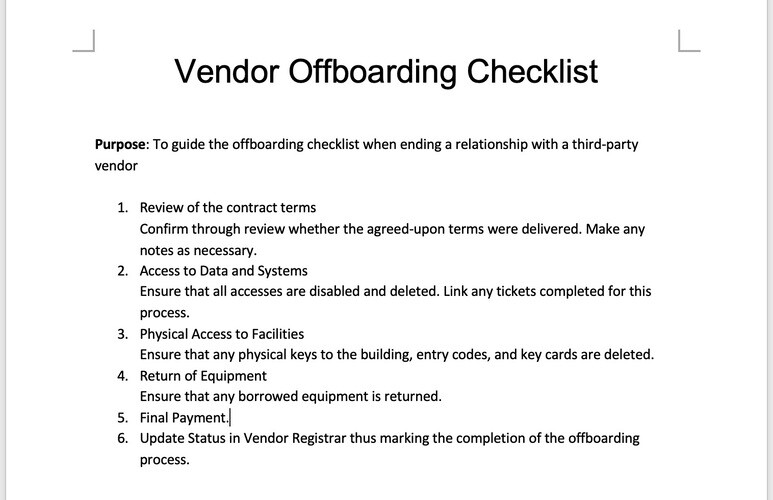 Vendor Offboarding Checklist - VNDR-10 - A free download